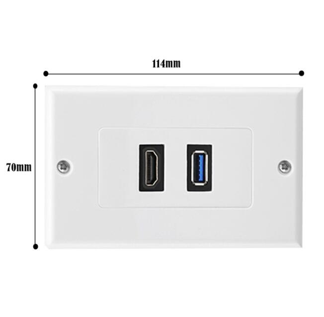 HDMI and USB 3.0 Wall Plate HDMI Wall Charger Outlet Mount Socket Face ...