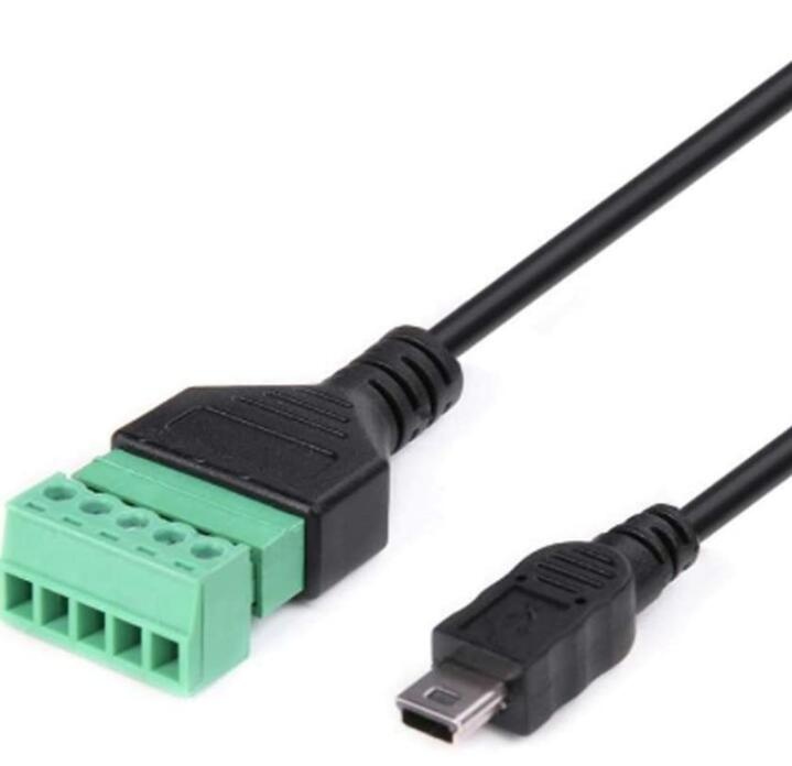 12 Inch Mini USB Male to 5 Pin Screw Terminal Female Adapter Connector ...