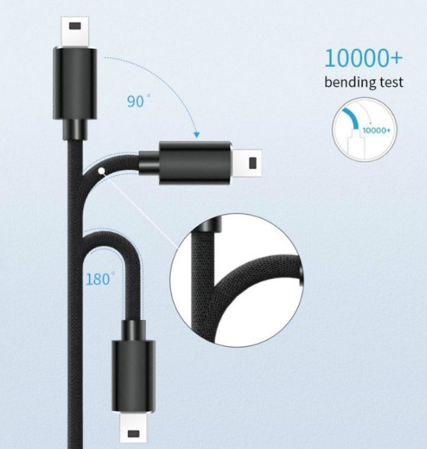 1m/3.3ft USB C male to Mini usb 5pin male data transfer power charge cable