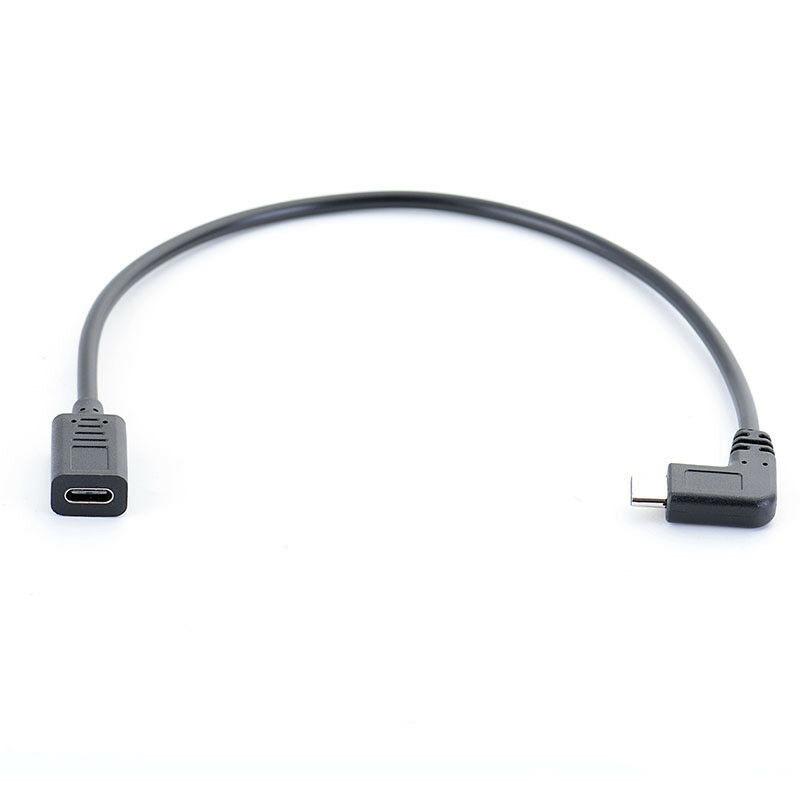 angle usb type c male to usb c female cable 50cm black color