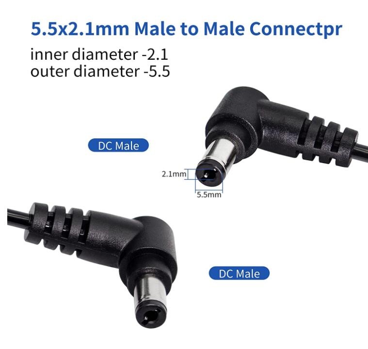 12V DC Right Angle Coiled Power Adapter Extension Cord for CCTV