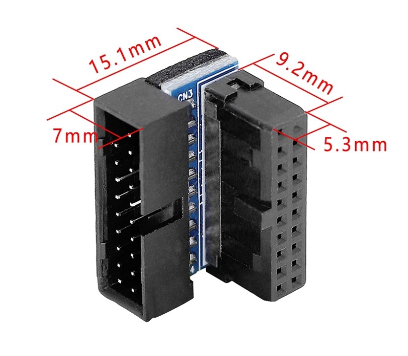 Motherboard 90 Degree Angled USB 3.0 19-Pin