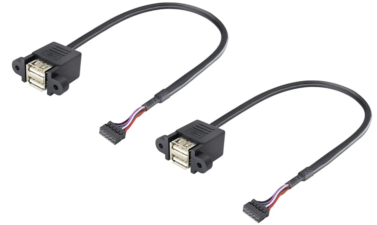 USB 2.0A Dual Ports Female Screw Panel Mount to Motherboard 9pin Female ...