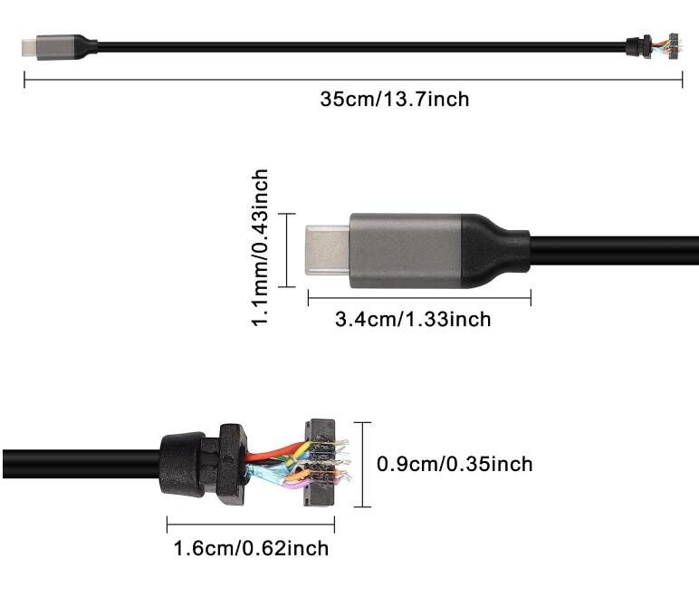 USB C/Type-C 3.1 to Bar Wire Open End Hub