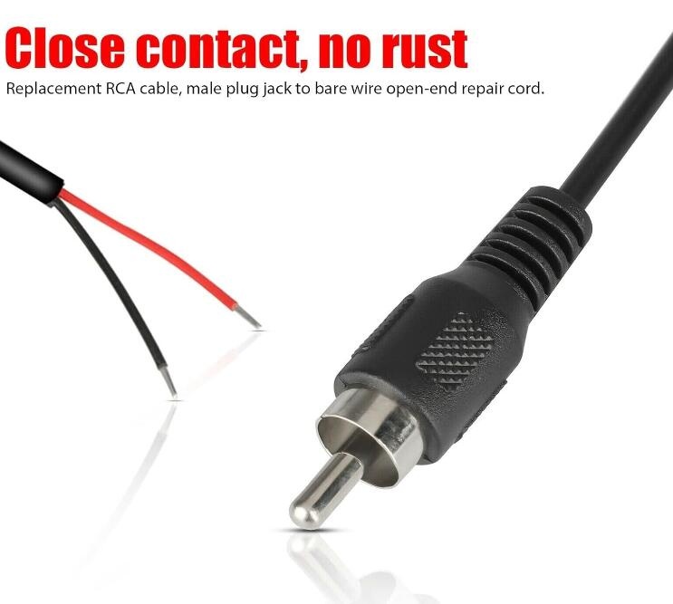 RCA to Bare Wire Speaker Cable | 10 FT Subwoofer HDTV Cable Male Plug ...