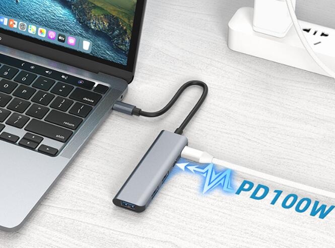 CABLETOLINK USB C Hub 5 in 1 Multiport Adapter 4K HDTV, 100W Power ...