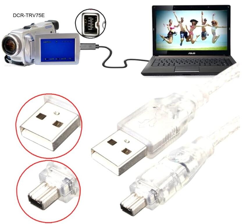 1.5m CABLETOLINK for Sony DCR-TRV75E DV Camera IEEE 1394 4Pin to USB ...