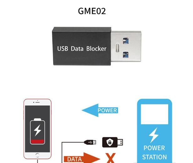 USB-A female to USB-A male data blocker