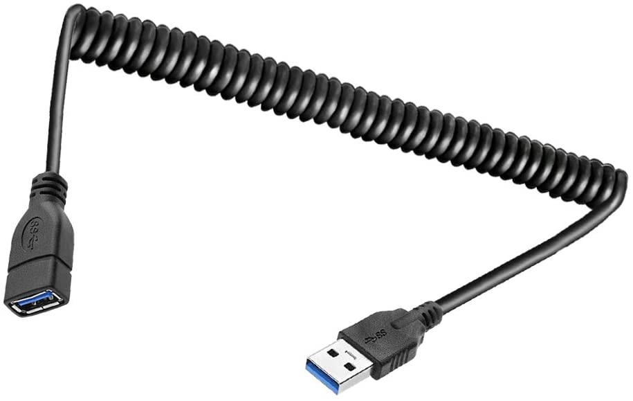 spring USB 3.0 A male to USB 3.0 A female extension coiled cable