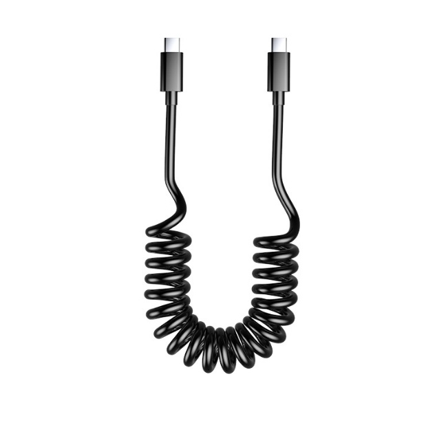 66W spring USB C male to USB C male power charge data transfer cable