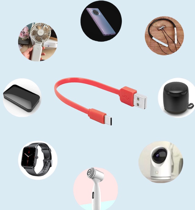 20cm short USB C male to USB A male flat power charge cable