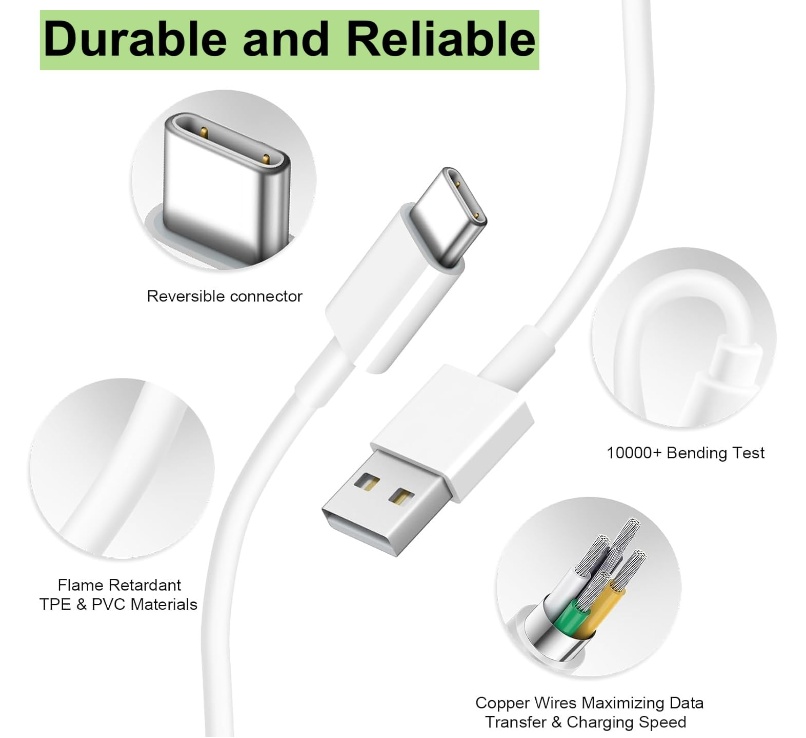 USB A to USB C Car Charger and Data Cord