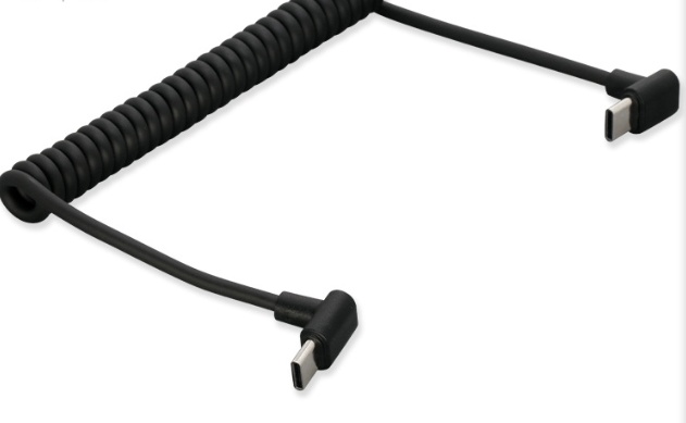 Down angle USB C male to usb C spring cable