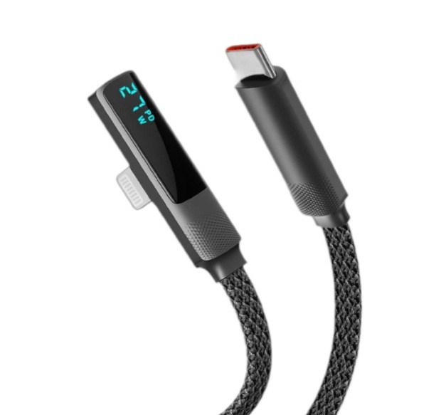Vertical 8pin to USB C male 27W Power charge data transfer cable