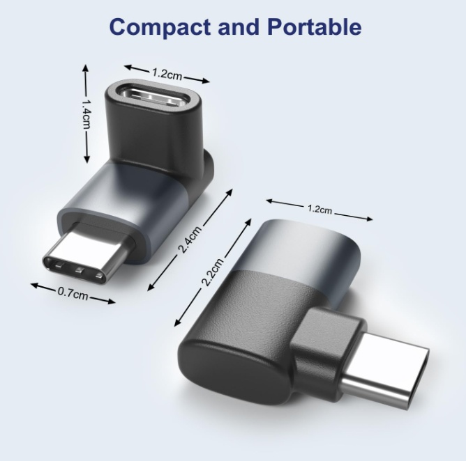 Right Angle USB C Male to Type C 40Gbps 100W Female Extender Connector