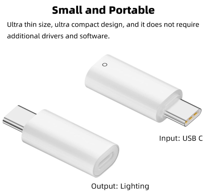 , USB-C Male to Pencil Charging Adapter for iPad 10th Gen, Type C ...