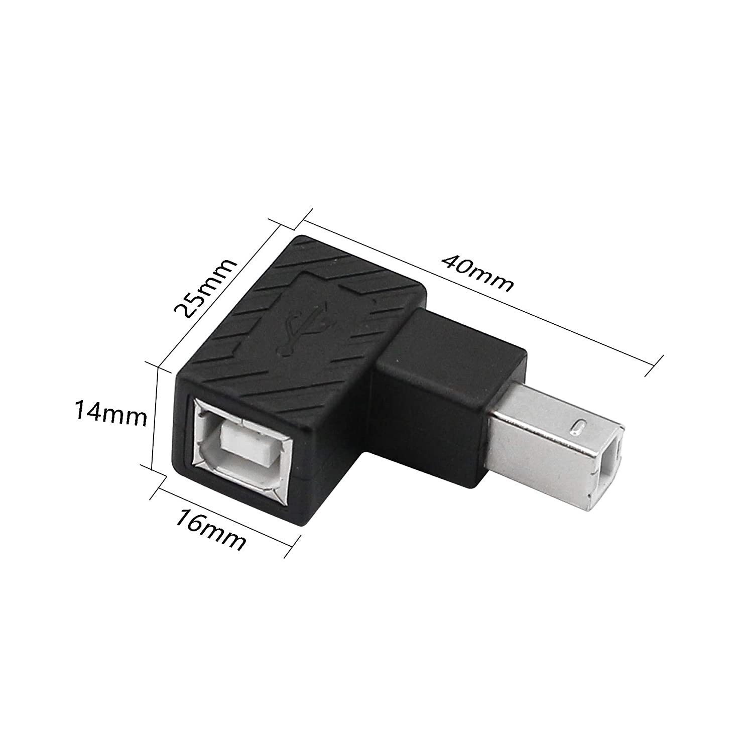 90 Degrees USB 2.0 B Male to Type-B Female Printer Adapter， for Printer