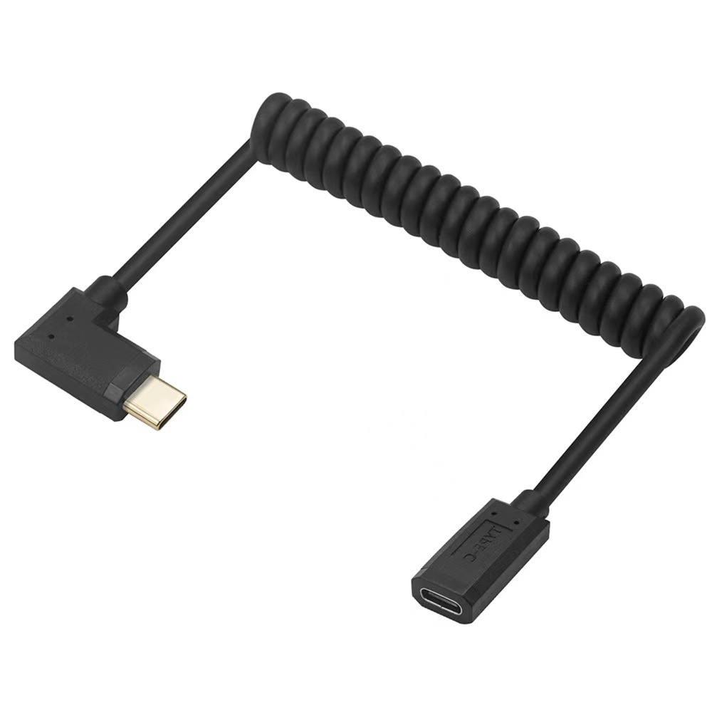 spring USB Type C male to Type C female extension coiled cable