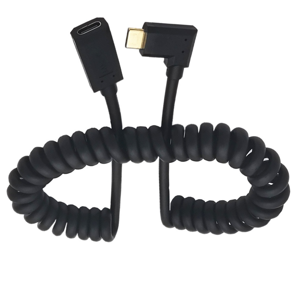 spring USB Type C male to Type C female extension coiled cable