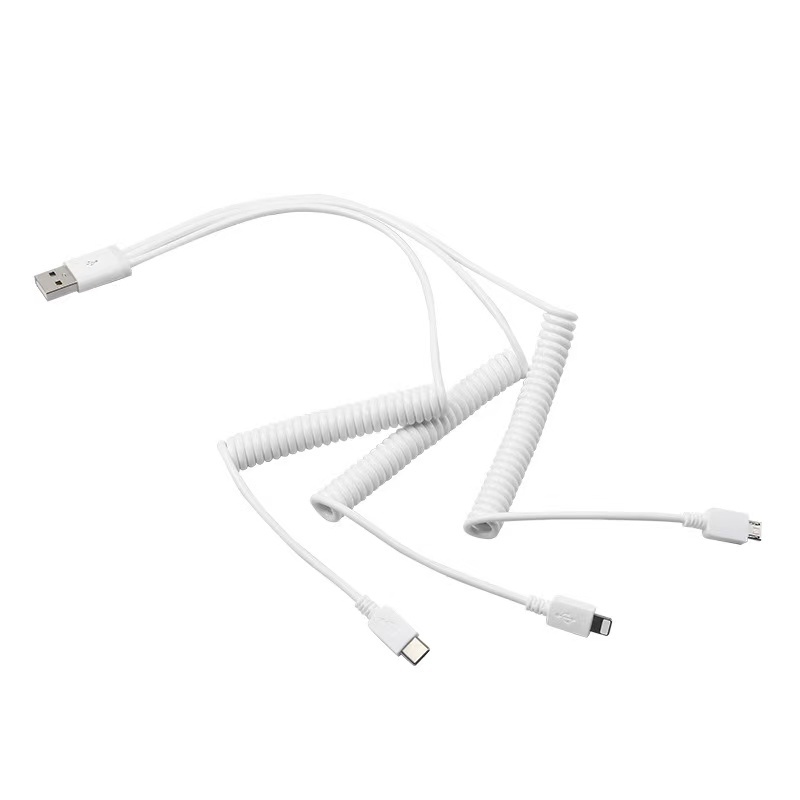3in 1 multi usb power charge cable white color