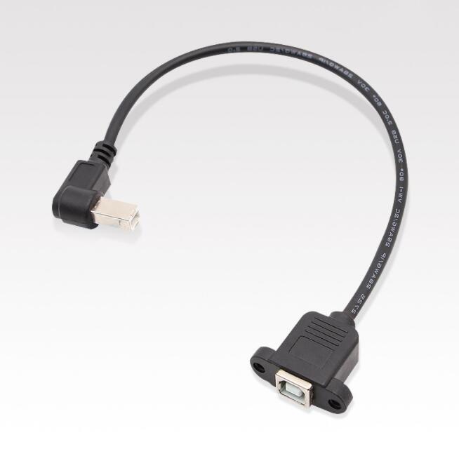 90 degree USB B male to USB B female with panel mount screw cable