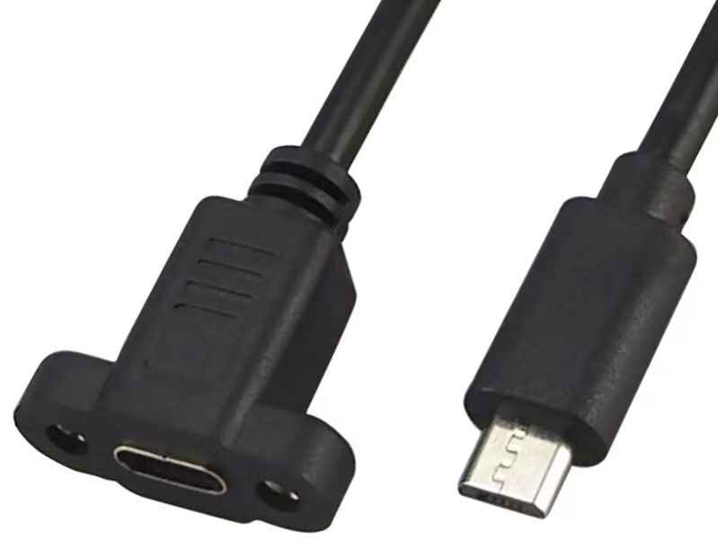 Micro usb 5pin male to Micro usb 5pin female with panel mount screw cable