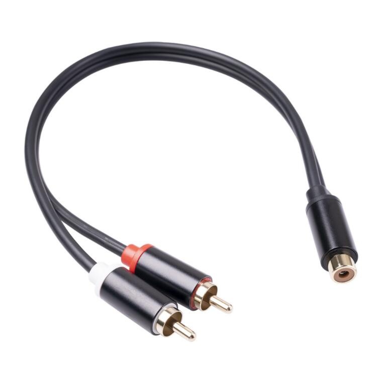 30cm Black color RCA Female to 2*RCA Male Y splitter cable 2021