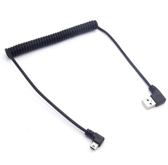 spring long right angle mini usb 5pin male to USB 2.0 A male data ...