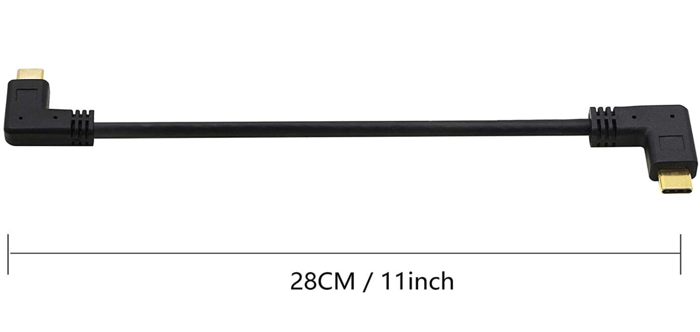 Right angle USB C cable 28cm