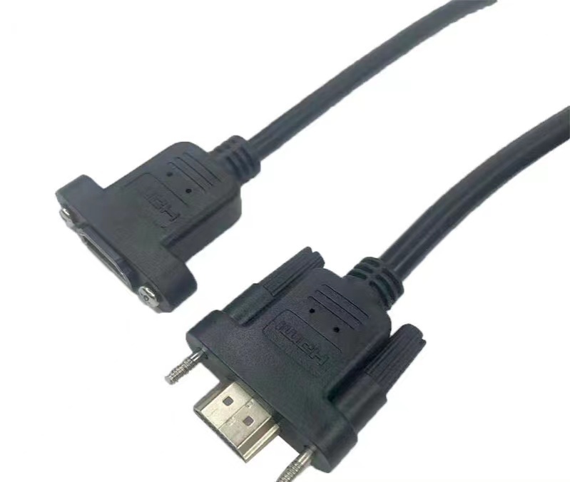 HDMI A male with panel mount to HDMI A female with panel mount screw cable