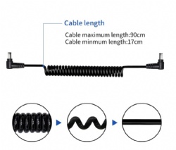 12V DC Right Angle Coiled Power Adapter Extension Cord for CCTV